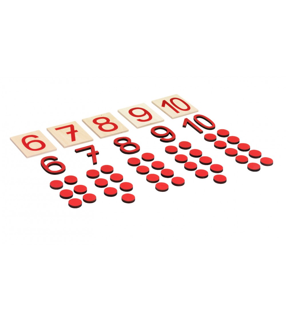 chiffres et jetons rouges